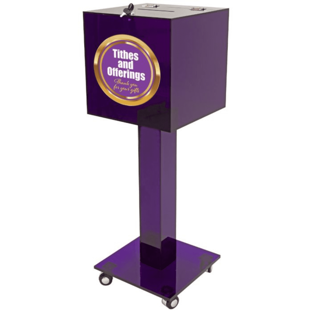 Kingdom Personalized KACCB6PURPLEP Purple Acrylic Donation Box with ...