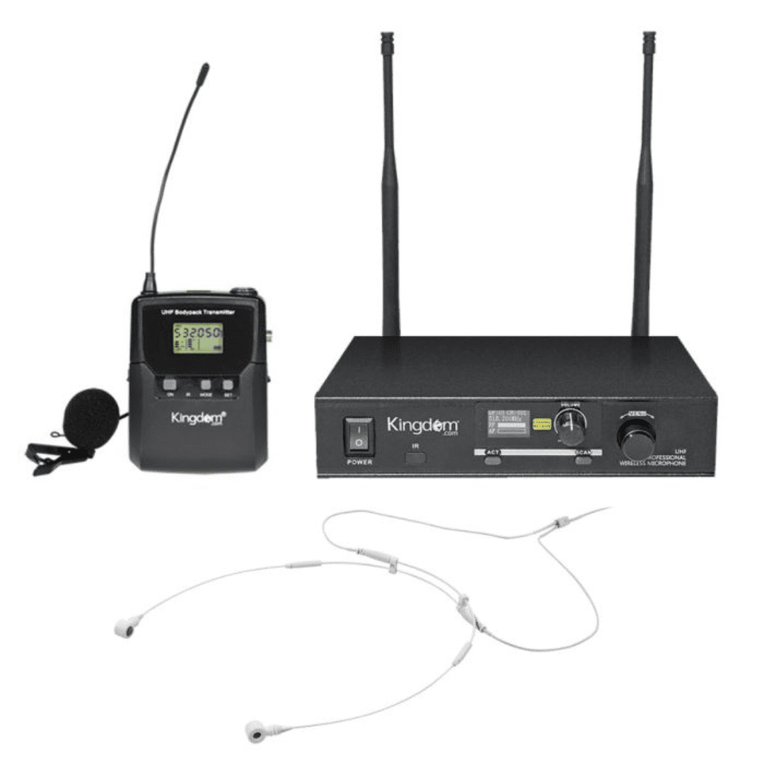 Kingdom SYS1V5CW Wireless Microphone System with Belt Packs with Lapel ...