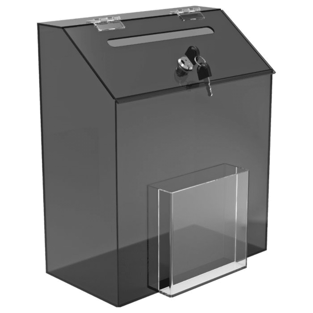 Kingdom Smoky Acrylic Wall Mounted Donation Box, Lock and Key, Clear ...