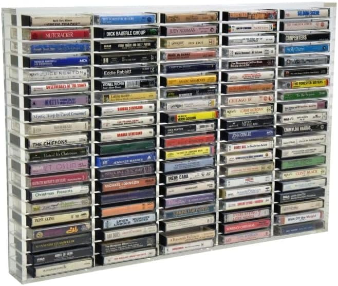Kingdom TMOV100 Acrylic Wall Mount 100 Movable Divider Cassette Tape ...