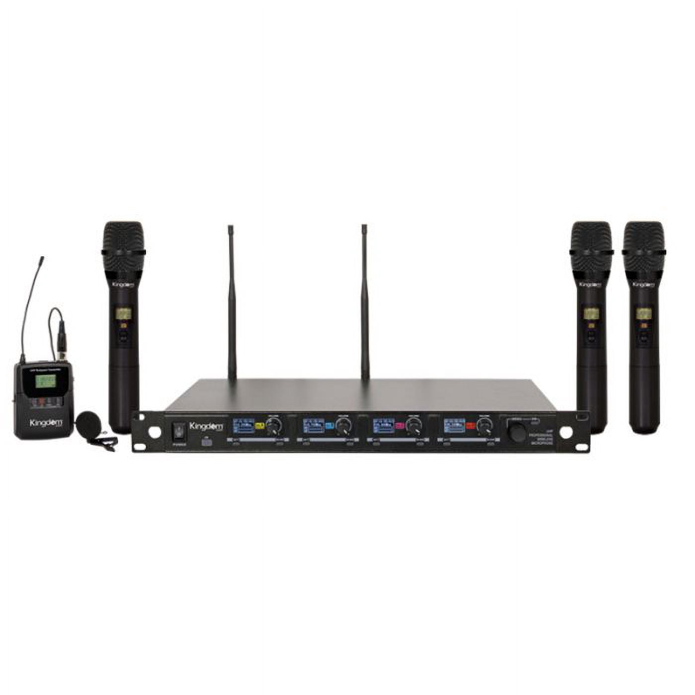 Kingdom V5 Wireless Mic System with 3 Handhelds, 1 Beltpack with Lapel ...