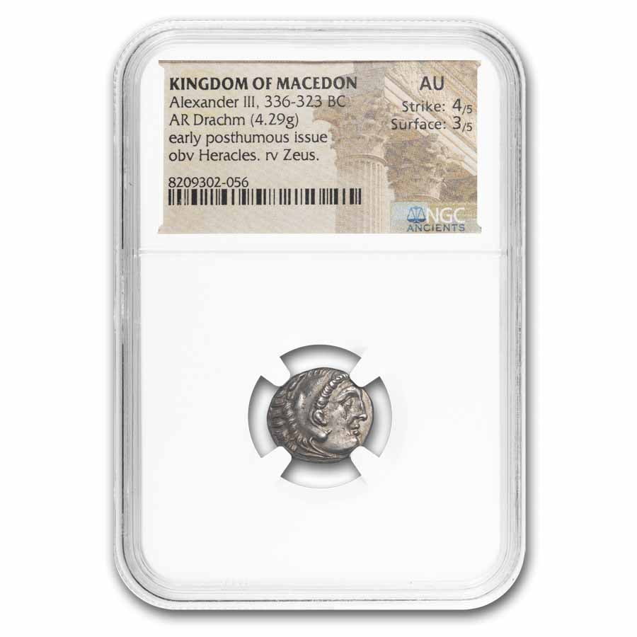 Kingdom of Macedon AR Drachm Alexander III (336-323 BC) AU NGC ...