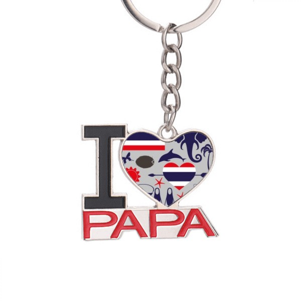 Kingdom of Thailand Traditional Keychain Metal Keyring Holder Love PAPA ...
