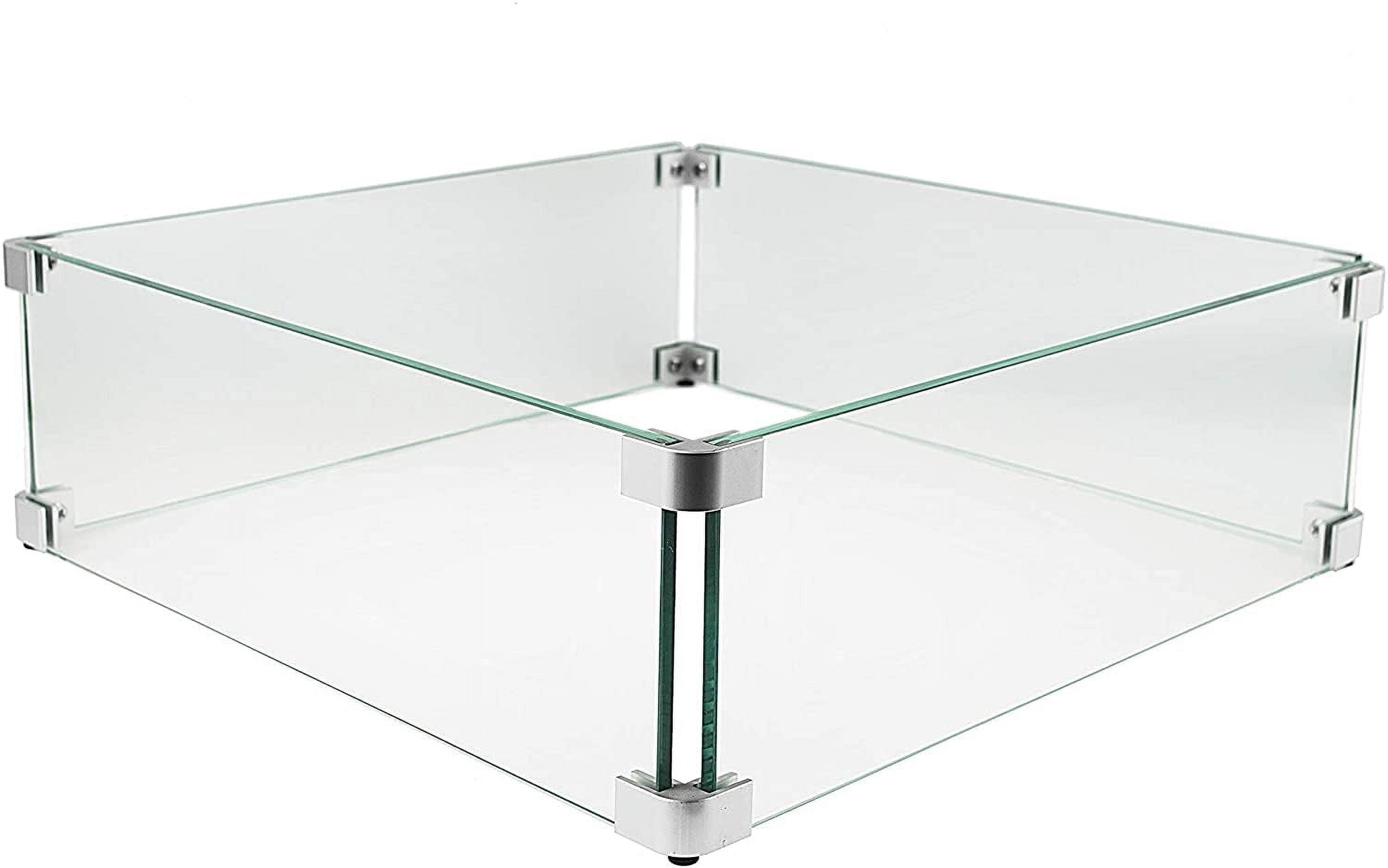 Kinger Home 21" Square Glass Wind Guard for Fire Pit Tables - Walmart.com