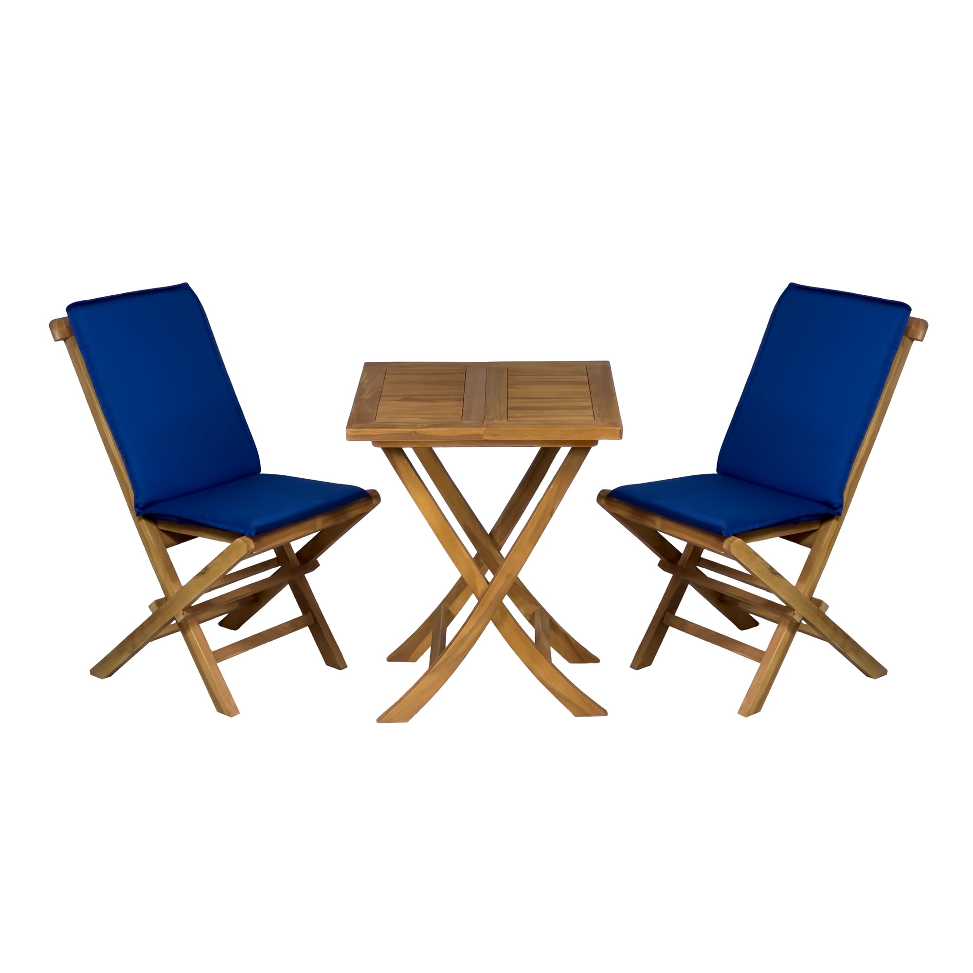 Kinger Home Leona 3-Piece Outdoor Teak Patio Bistro Set for 2 with ...