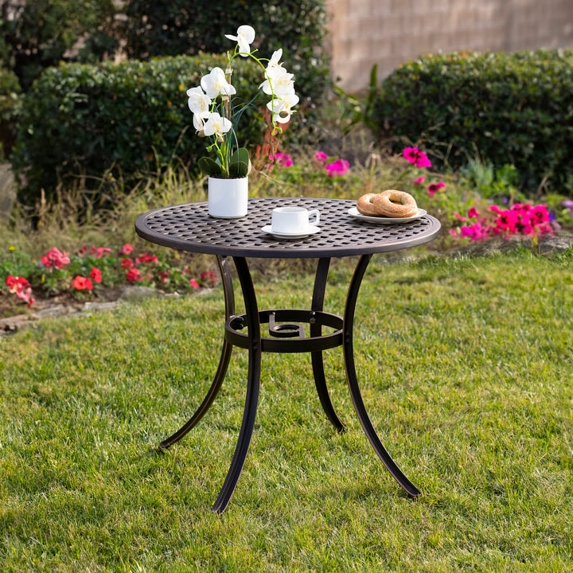 Kinger Home Lily 33-inch Outdoor Patio Dining Table, Cast Aluminum ...
