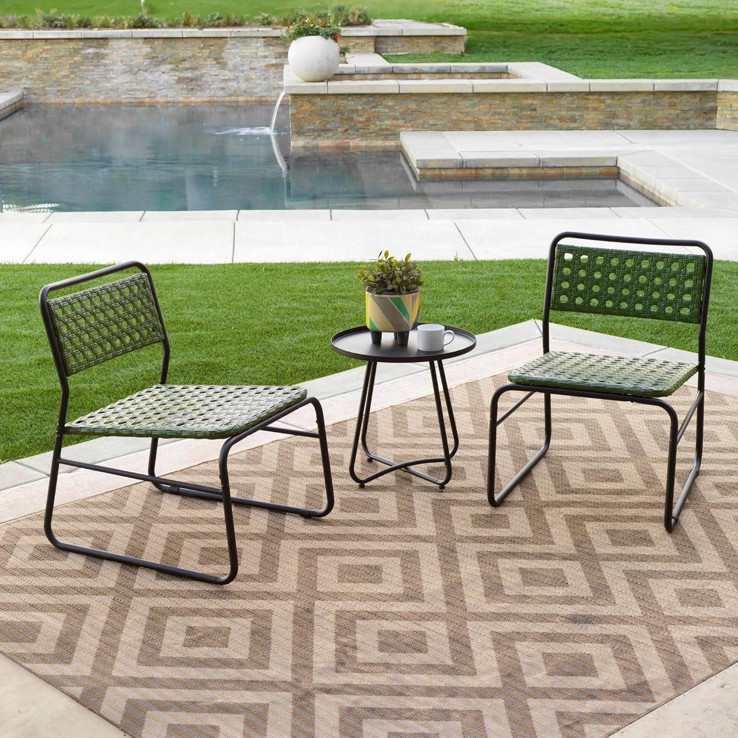 Kinger Home Olive 3-Piece Patio Bistro Table and Chairs Set of 2 ...