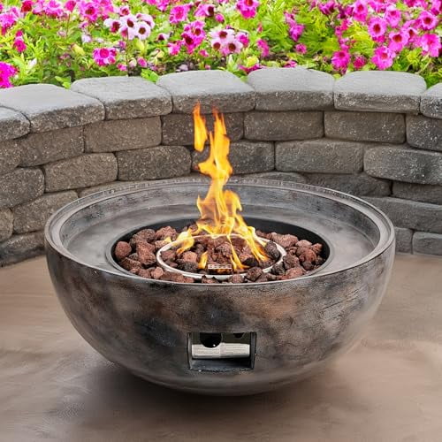 Kinger Home Stonebridge MGO Concrete Fire Pit Bowl 31-Inch Round ...