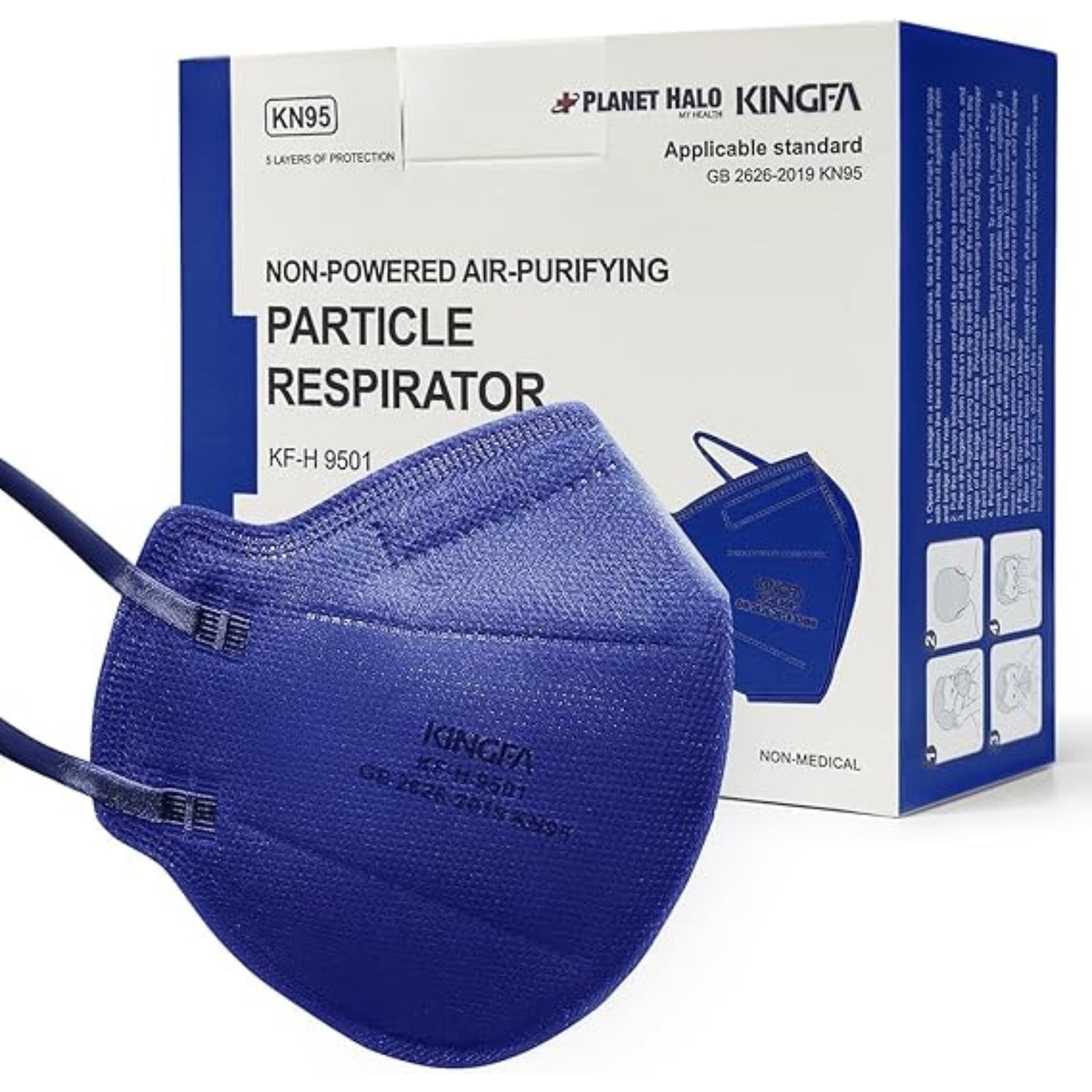 Kingfa KN95 Face Mask, 5 Ply, 10 count, Blue - Walmart.com