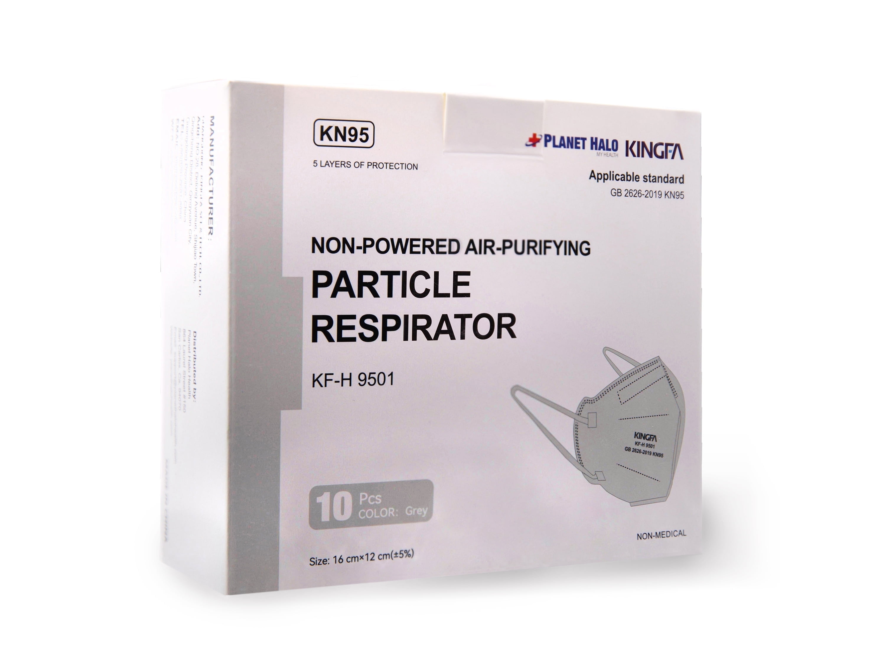 Kingfa KN95 Face Mask, 5 Ply, 10 count, Gray - Walmart.com