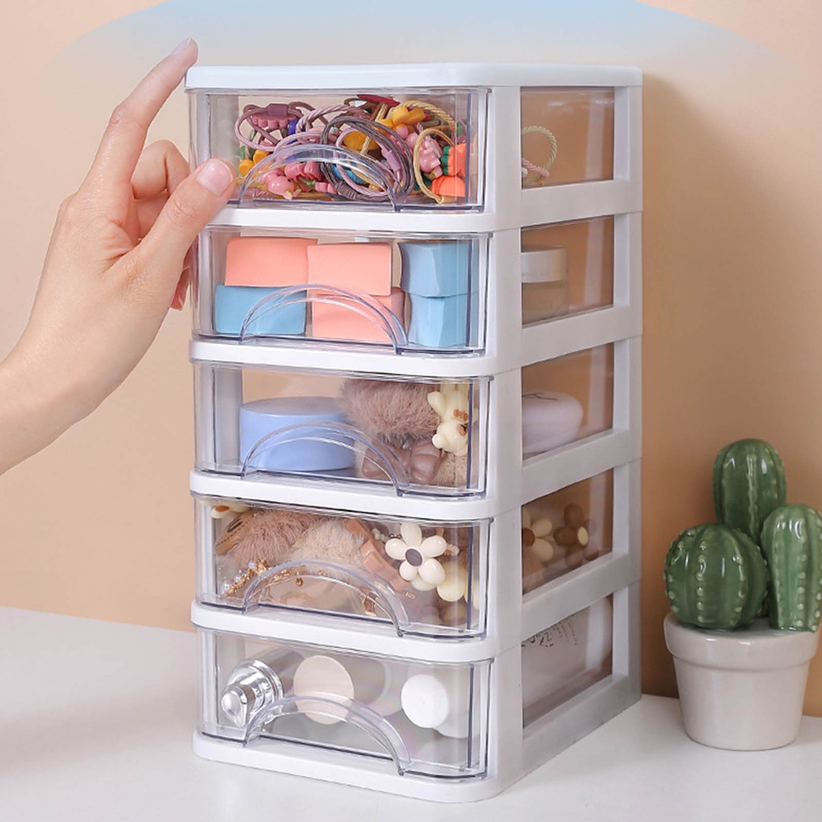 Kingfansion 2 Drawer Plastic Storage, Mini Drawer Unit, White Frame ...