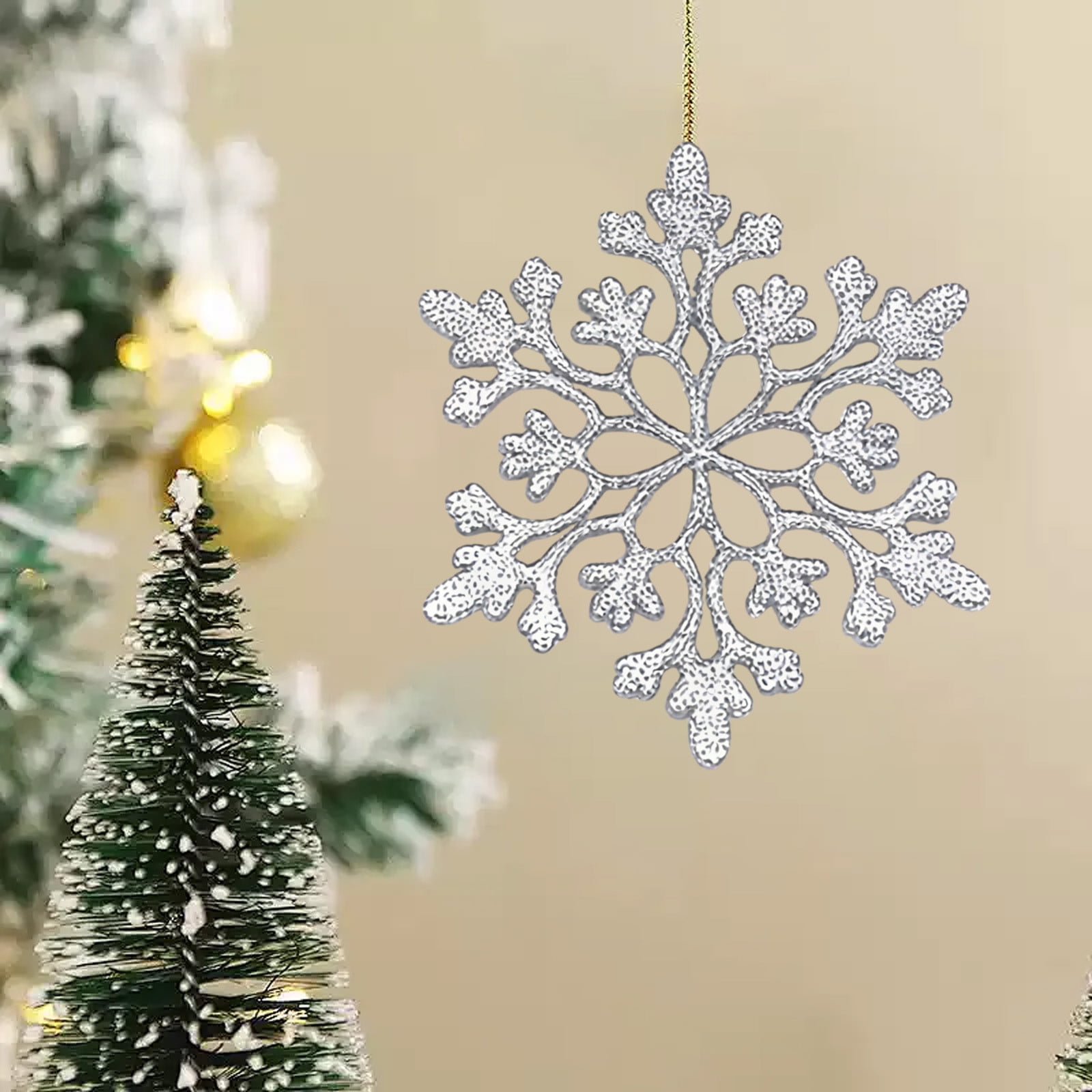 Kingfansion 3D Hollow Mirror Snowflake Pendant, 7.5cm Plastic Christmas ...