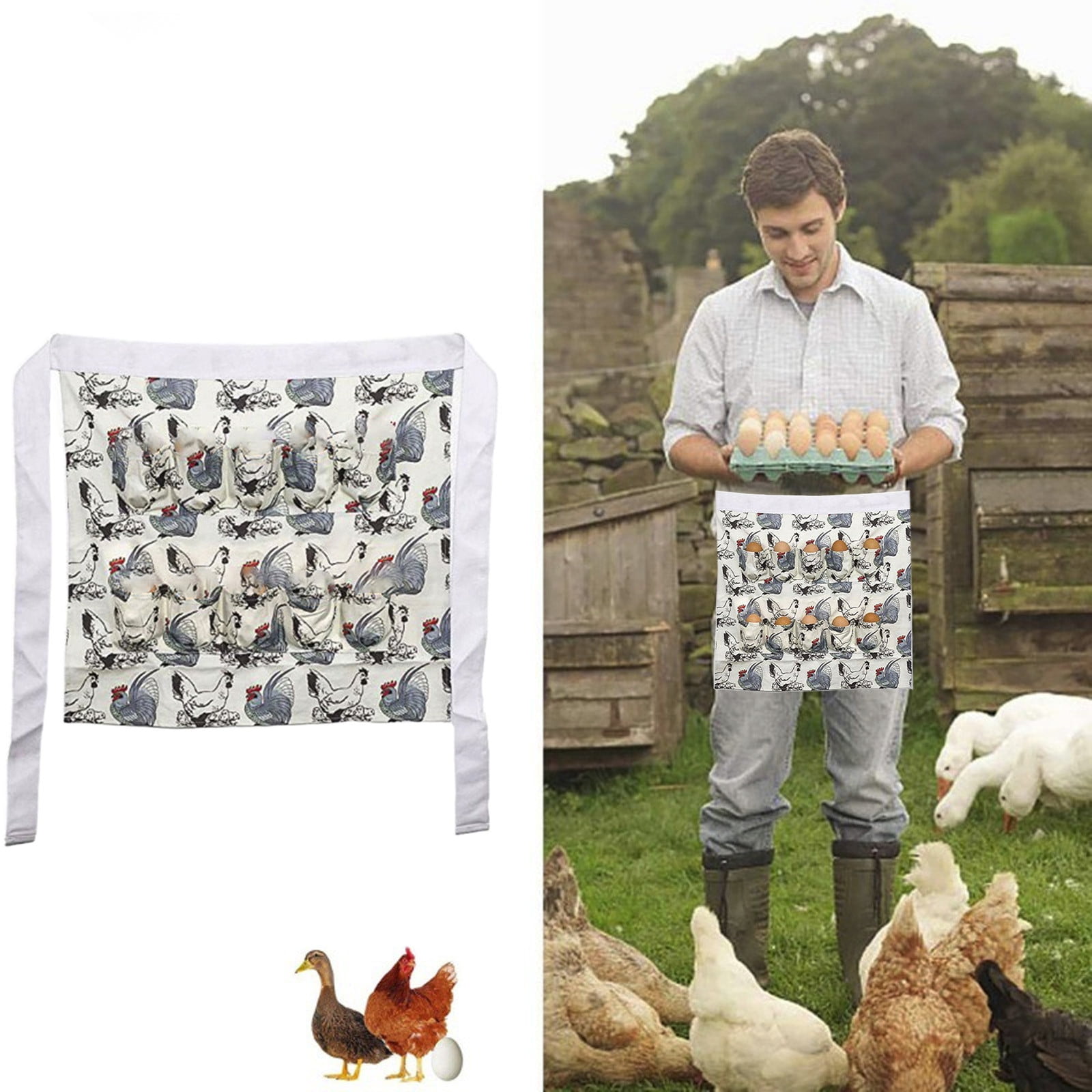Kingfansion Egg Collecting Apron With 10 Pockets, Chicken Duck Goose ...