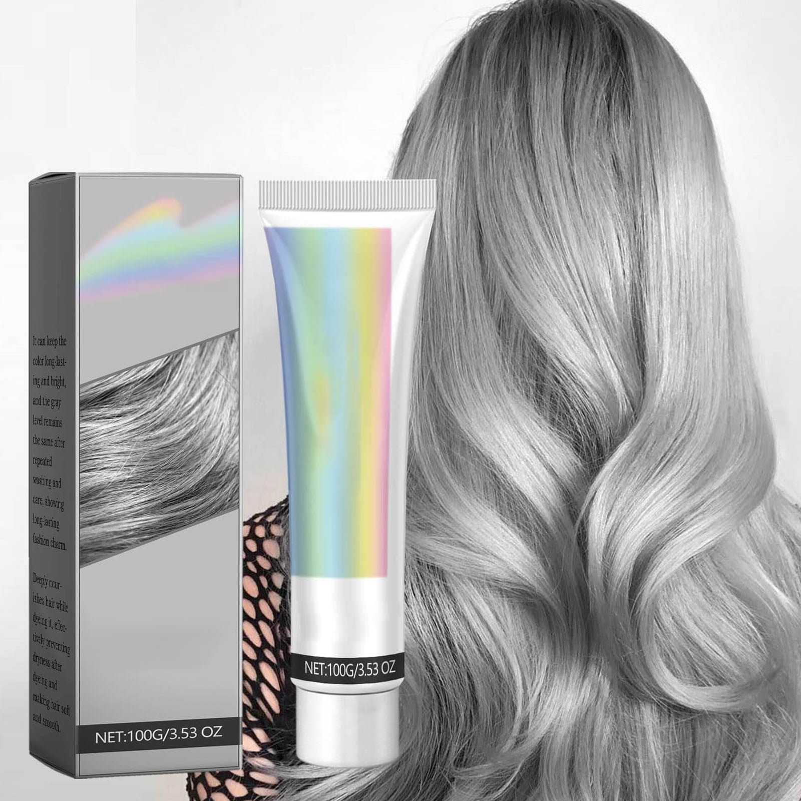 Kingfansion Elegant Pewter Hair Colorant with Plant Extracts, Long ...