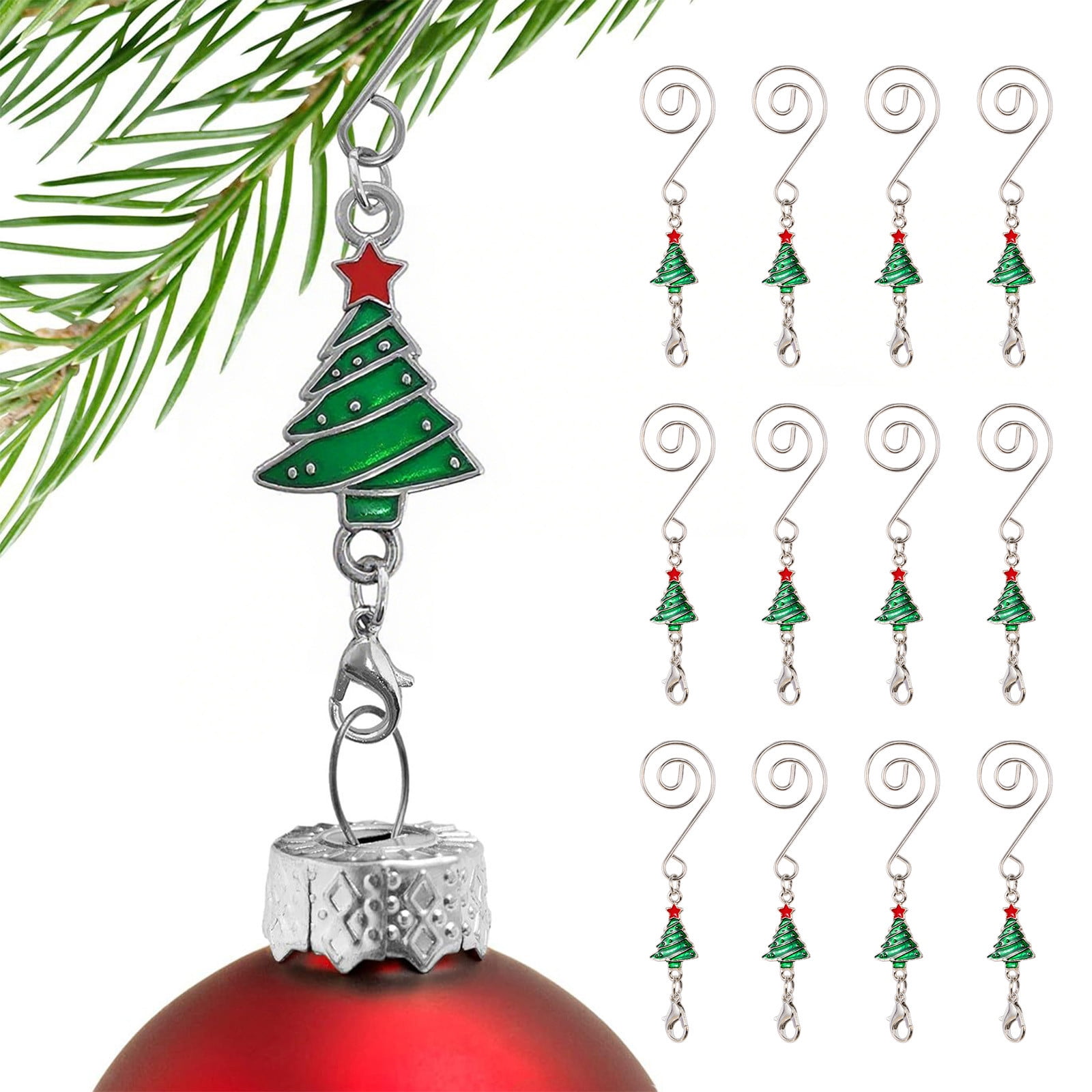 Kingfansion Metal S Hook Ornament Hanger Set, 12 Piece Christmas Tree ...