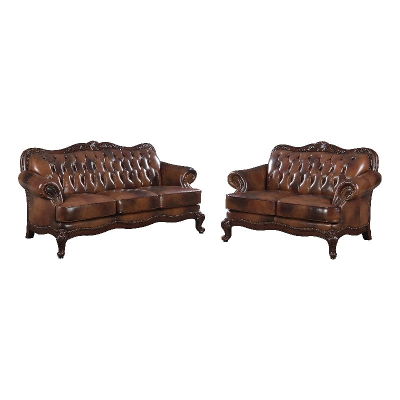 Kingfisher Lane 2-Piece Leather Tufted Sofa with Rolled Arms Sofa Set ...