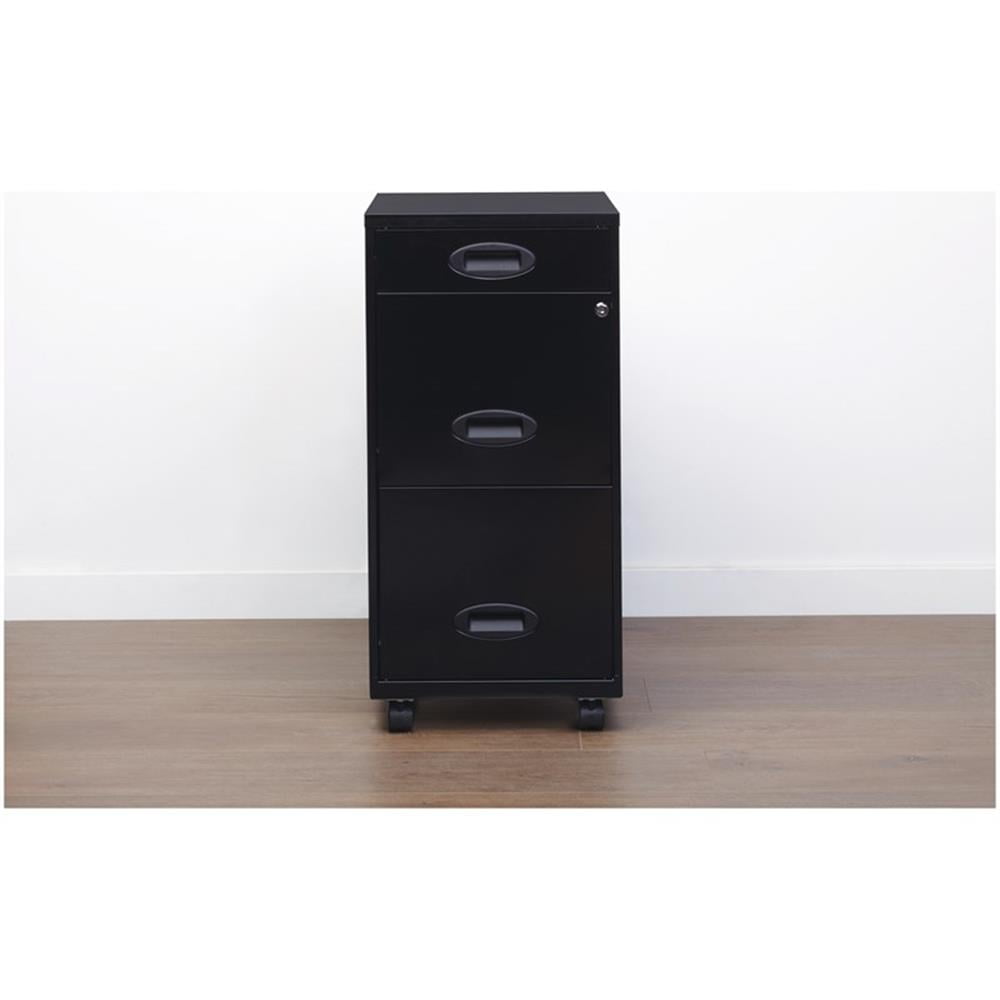 Kingfisher Lane Black Metal File Cabinet, 3 Drawers, Pencil Drawer ...