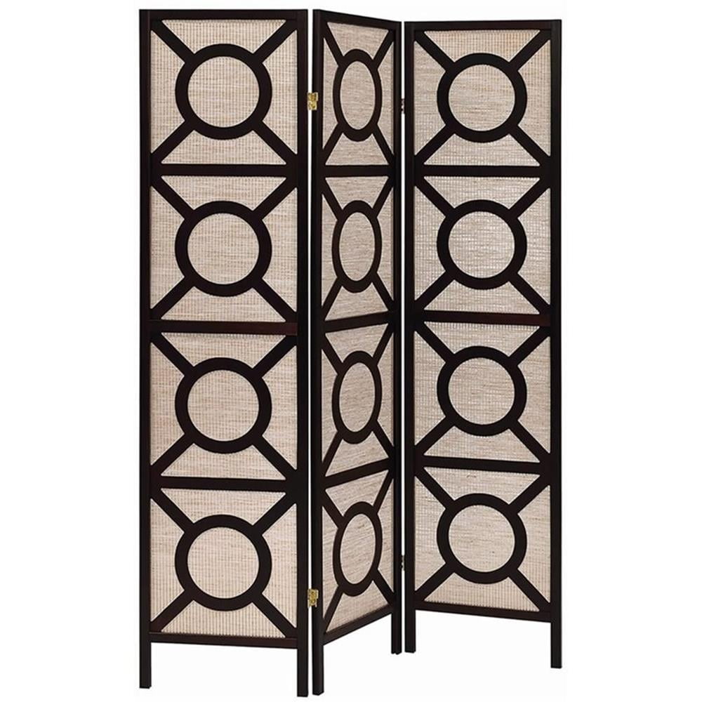 Kingfisher Lane 3 Panel Circle Pattern Room Divider in Tan - Walmart.com