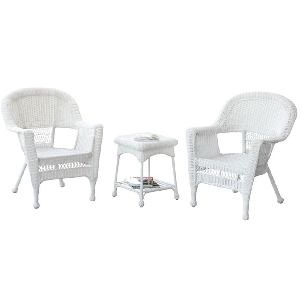 Kingfisher Lane 3 Piece Wicker Conversation Set in White without ...