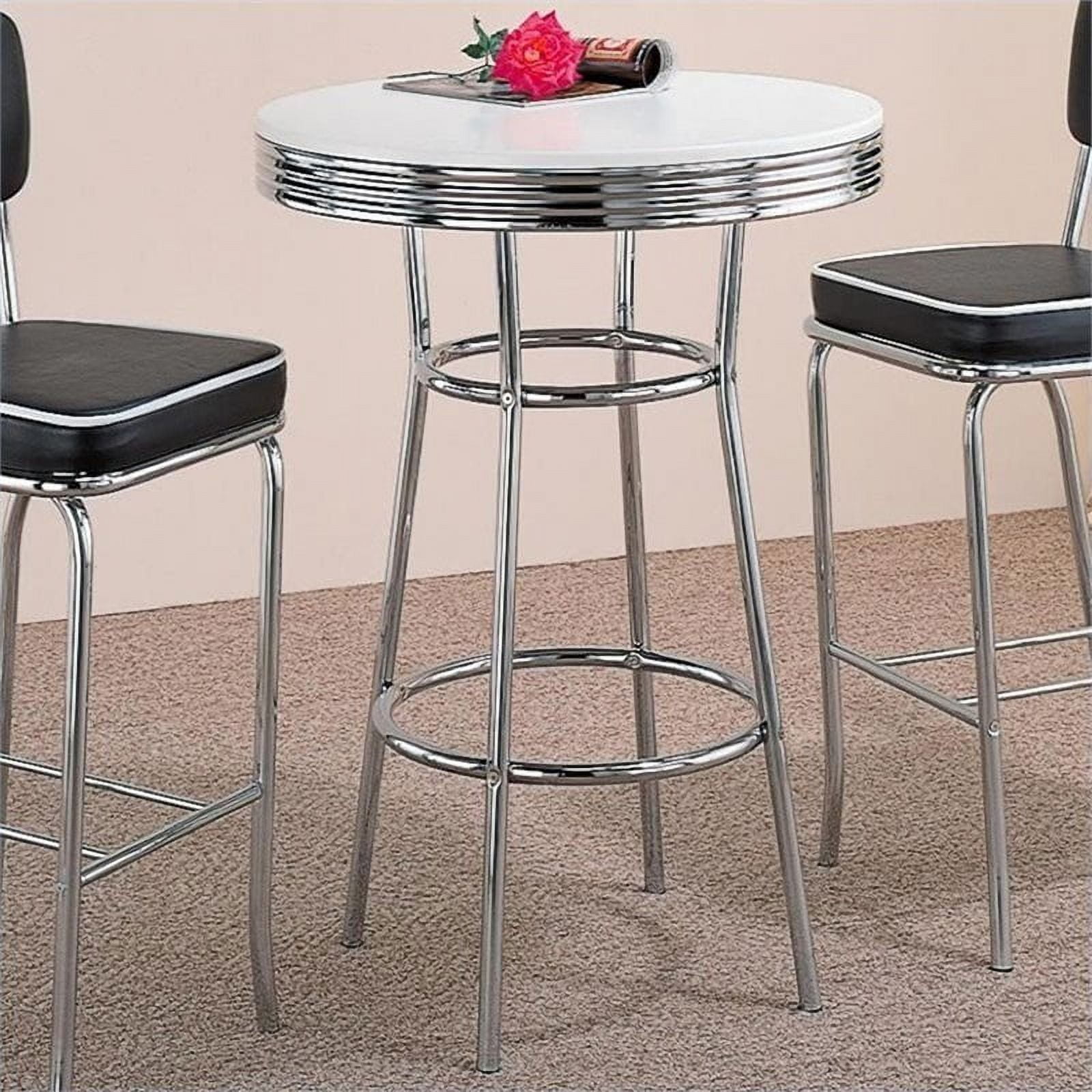 Kingfisher Lane 30" Round Pub Table in White and Chrome - Walmart.com