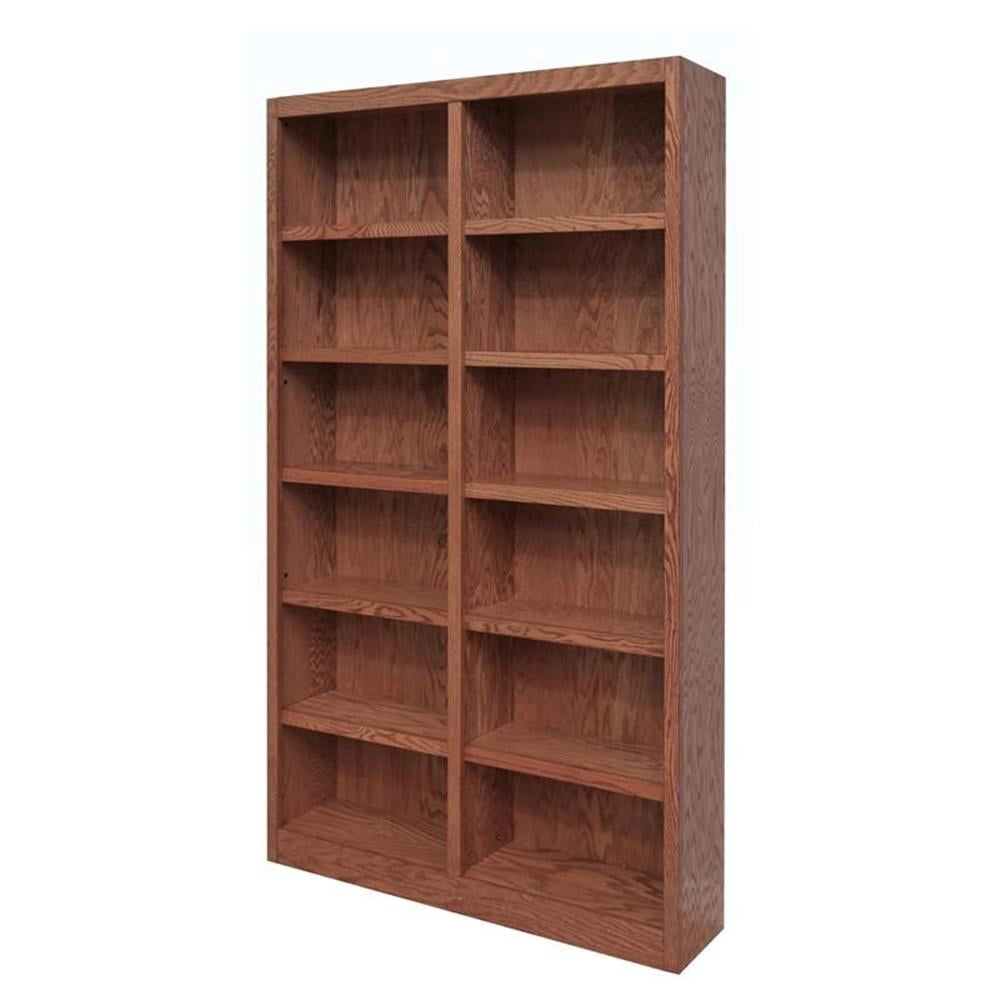 Kingfisher Lane 84" Tall 12-Shelf Double Wide Wood Bookcase in Dry Oak ...