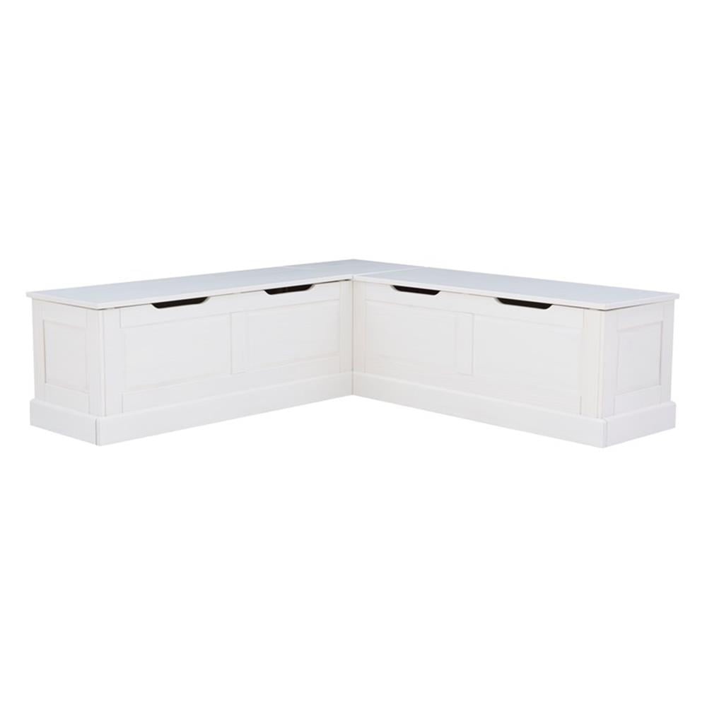 Kingfisher Lane Backless Wood Corner Breakfast Nook with Storage in ...