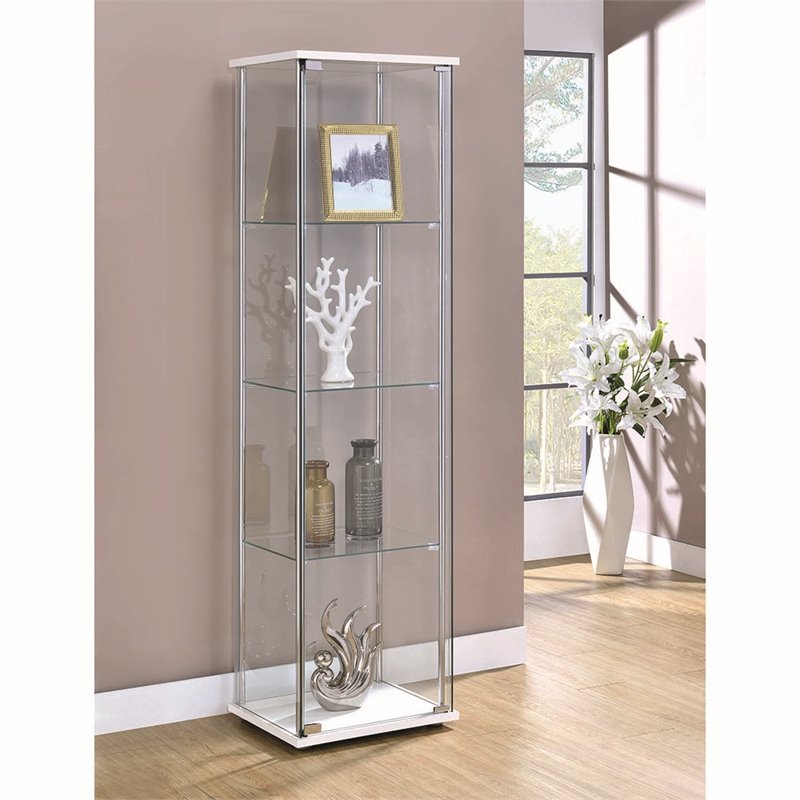Kingfisher Lane Contemporary Rectangular 4-shelf Glass Curio Cabinet in ...