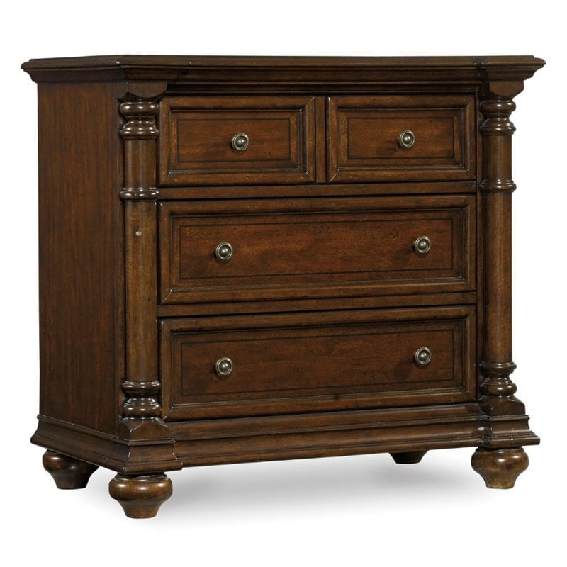 Kingfisher Lane Four Drawer Nightstand in Mahogany Wood Finish ...