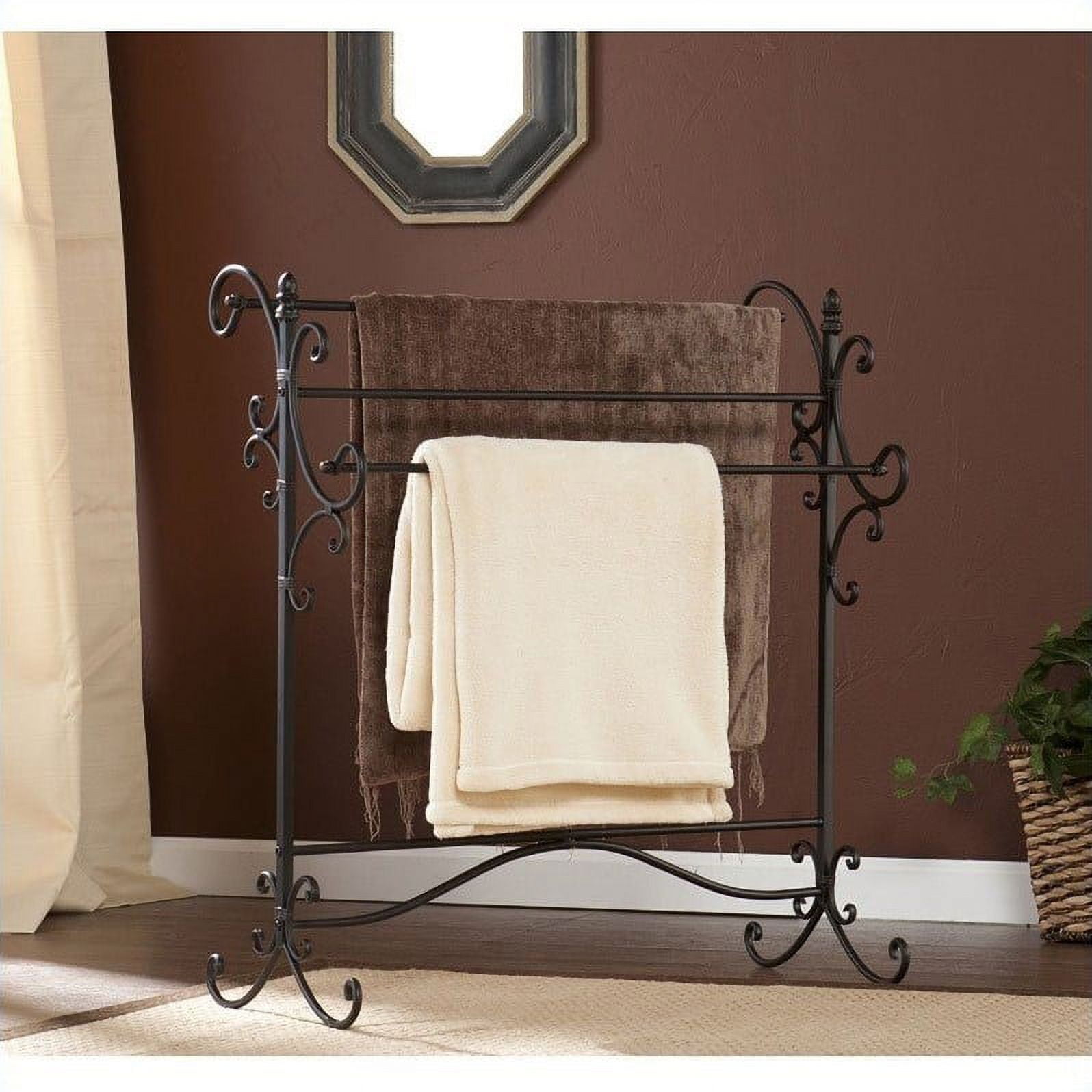 Kingfisher Lane Iron Blanket Rack in Black with Bronze Rubthrough ...