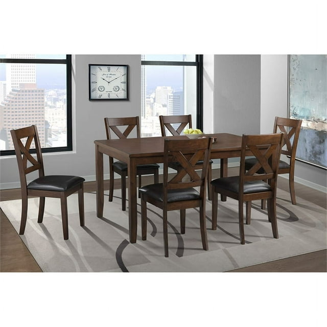 Kingfisher Lane Modern 7PC Standard Height Dining Set in Cherry - Walmart.com
