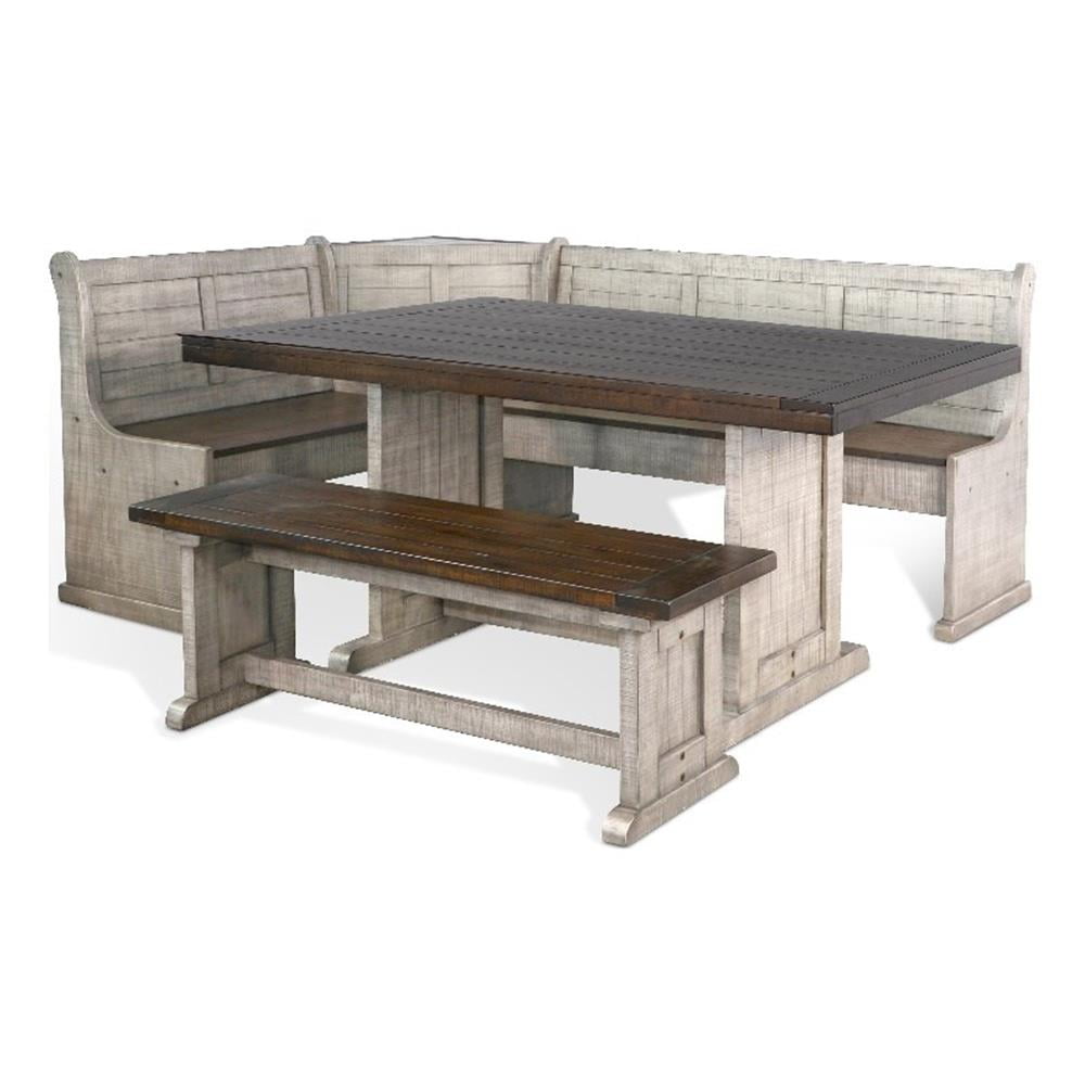 Kingfisher Lane Solid Mahogany Wood Breakfast Nook Set in Gray - Walmart.com