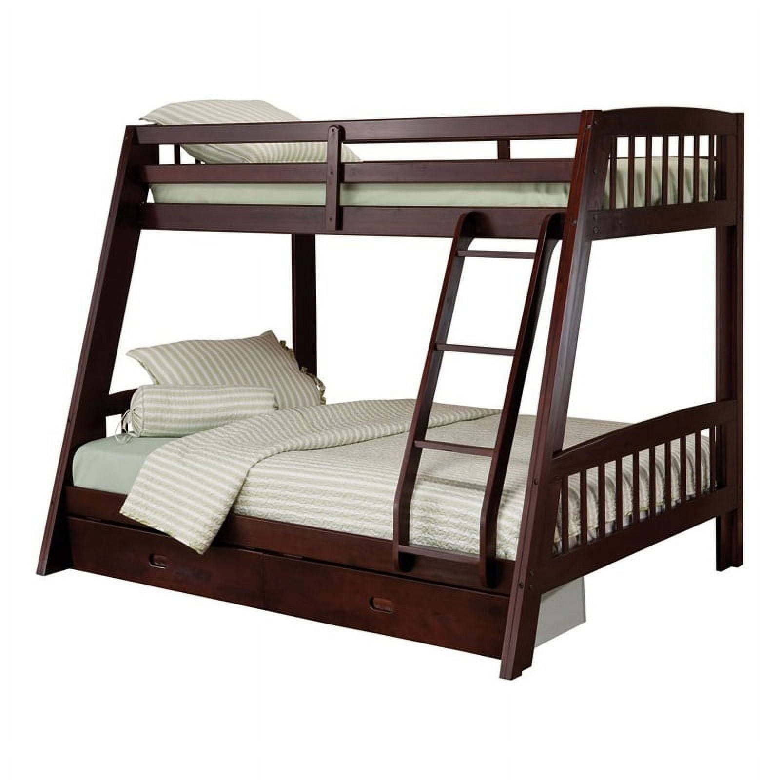 Kingfisher Lane Solid Wood Twin Over Full Bunk Bed Set in Cherry ...