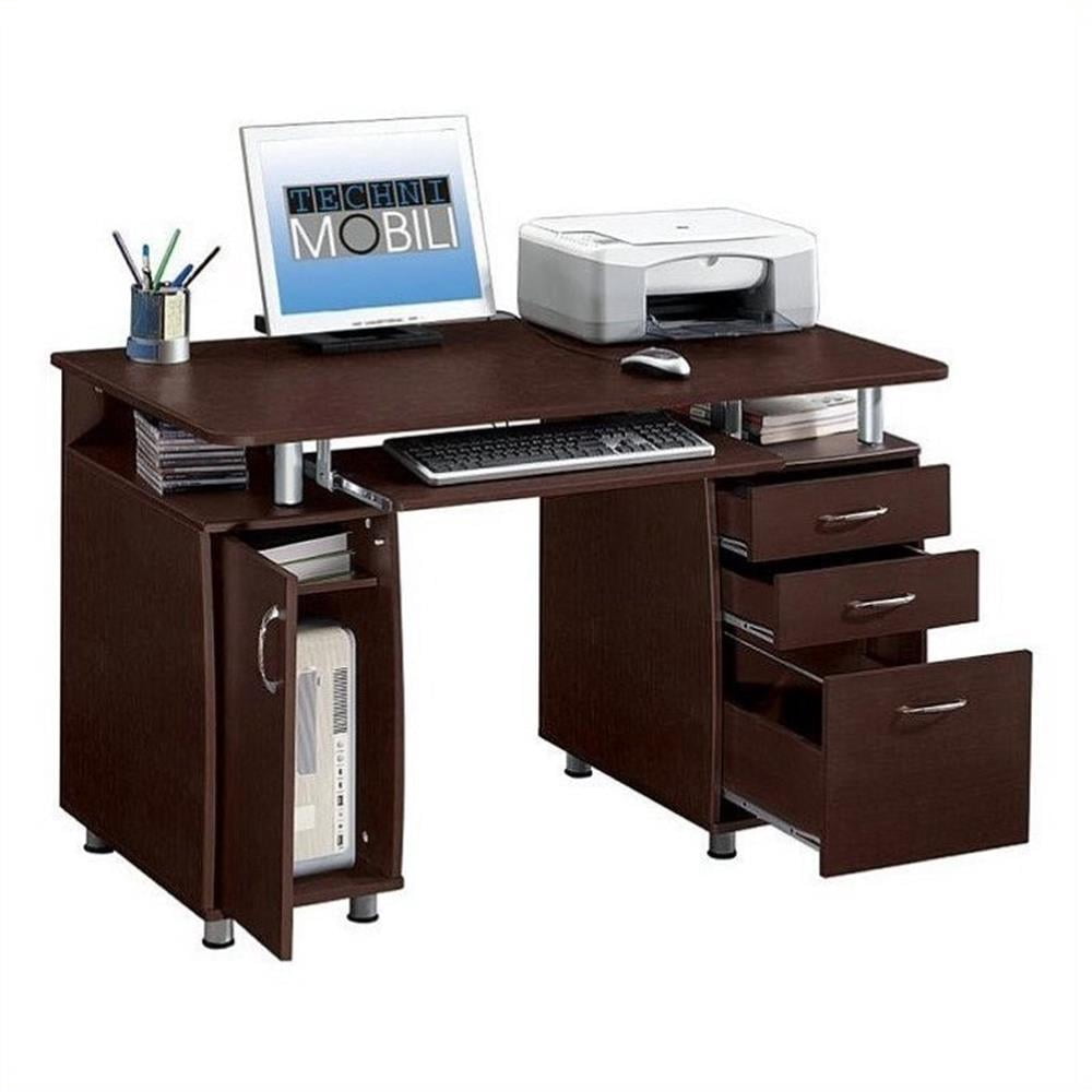 Kingfisher Lane Super Storage Computer Office Desk in Chocolate ...