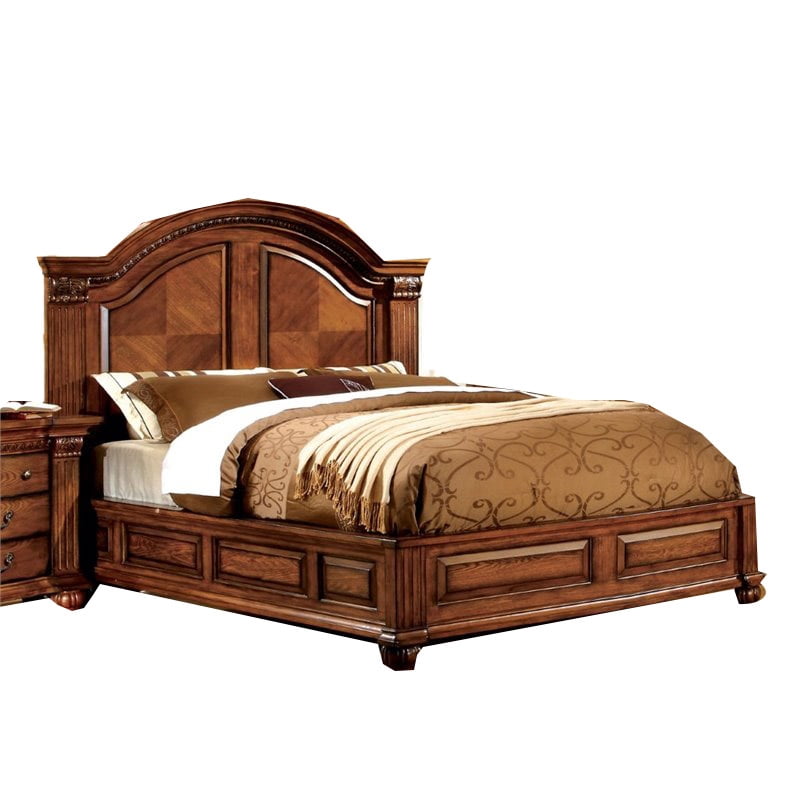 Kingfisher Lane Traditional Wood Queen Panel Bed in Antique Tobacco Oak ...