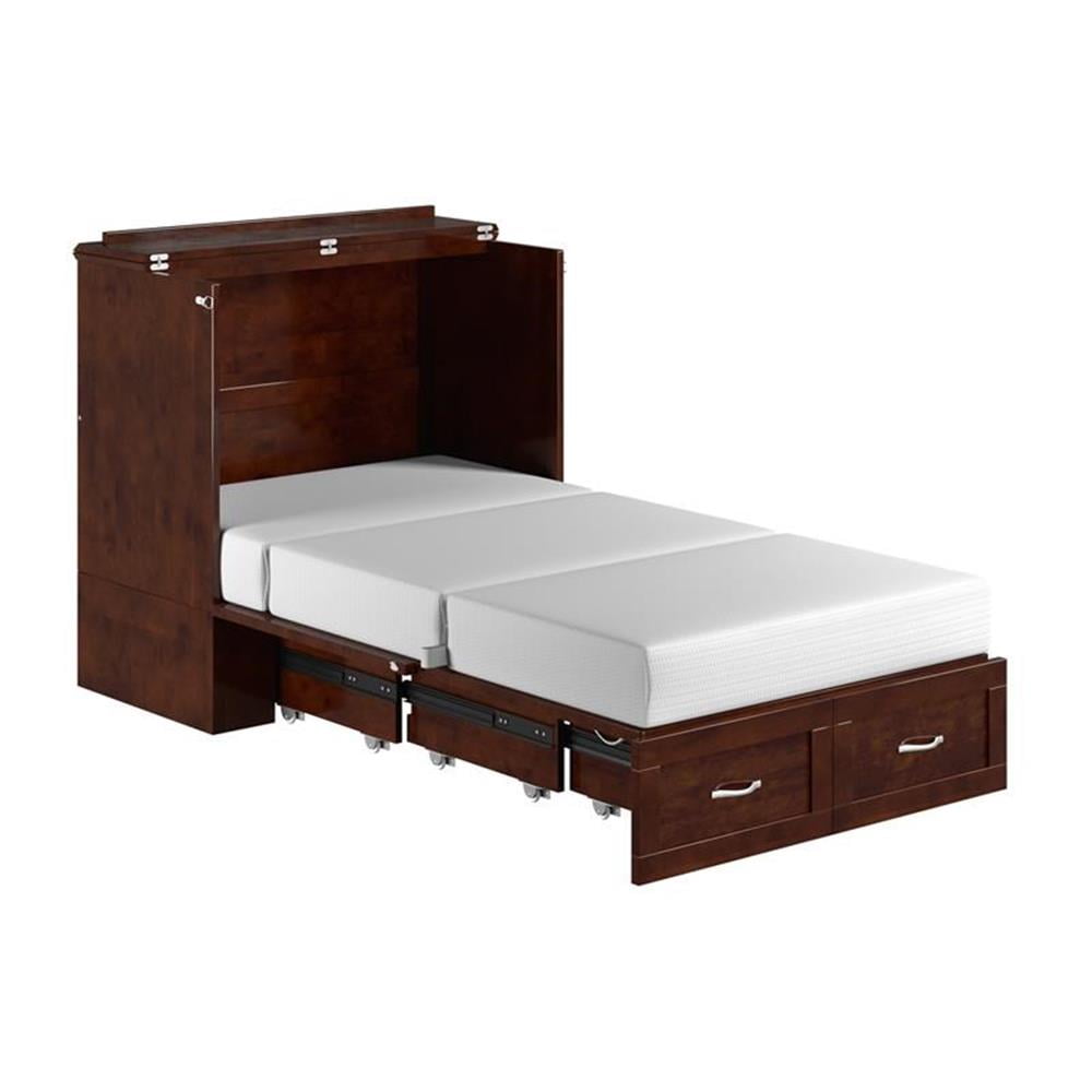 Kingfisher Lane Wood Twin Extra Long Murphy Bed Chest in Walnut ...