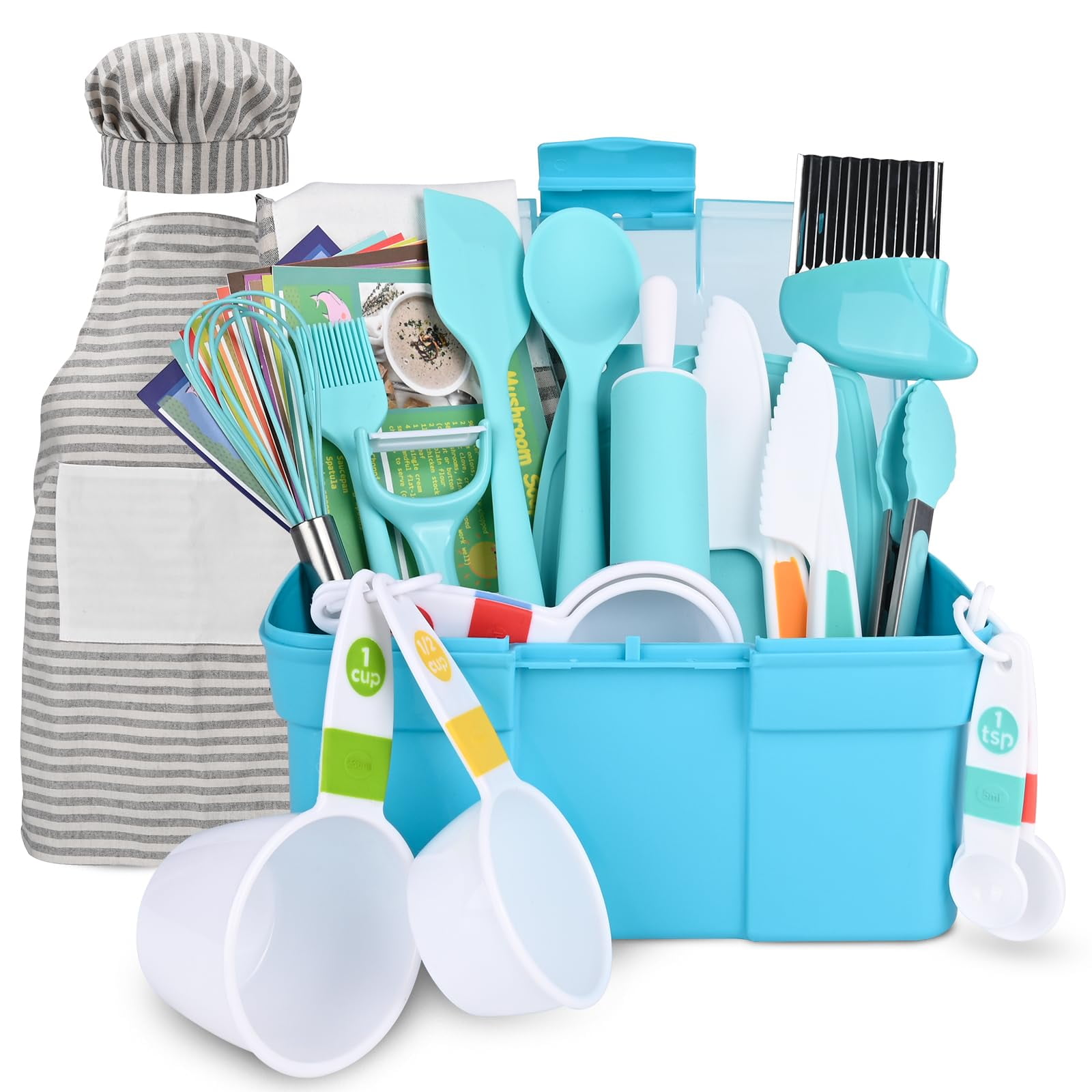 Kinggrand Kitchen Kids Cooking and Baking Set with Storage Case Real ...