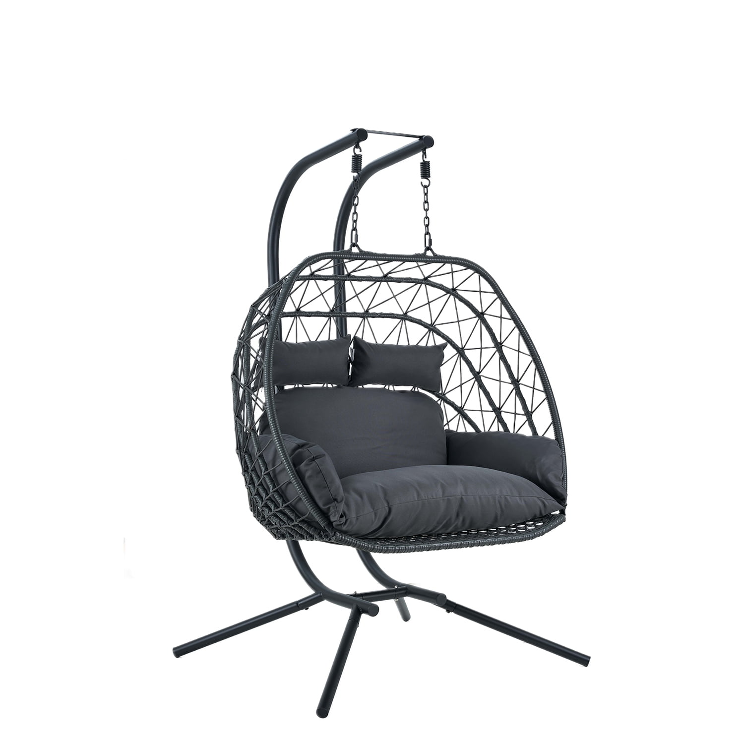 Kingman Outdoor/Indoor Double Porch Swing Egg Chair with Stand ...