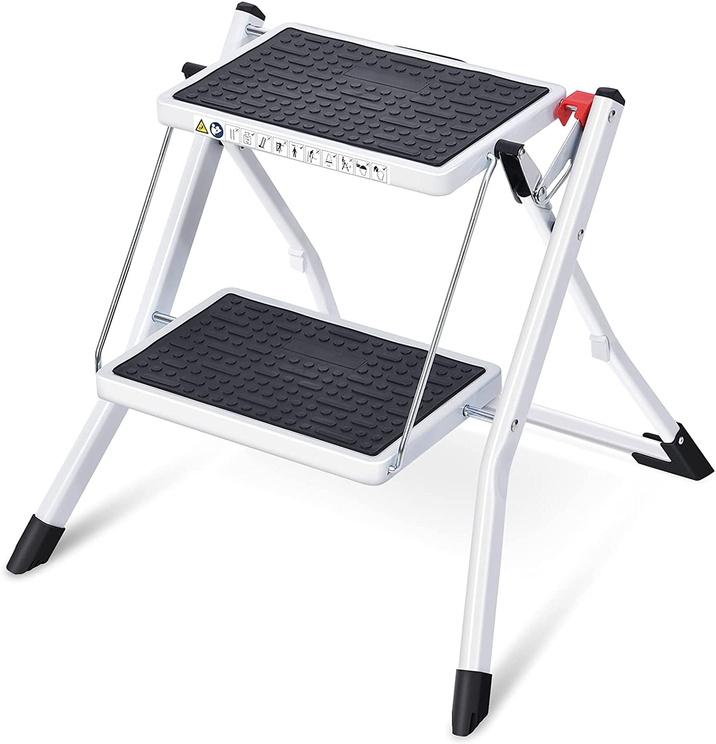 Costway Sturdy 2-Step Ladder: Foldable, Lightweight, 330lbs Capacity ...