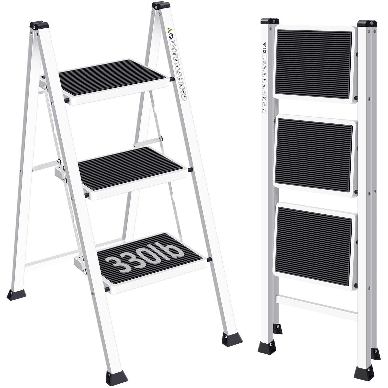 Kingrack Indoor 3-Step Kitchen Stool, Folding Non-Slip Ladder, 330lbs ...
