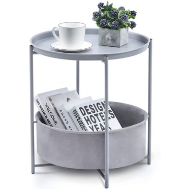 CERBIOR Small Metal Tray End Table, Anti-Rust, Waterproof, for Indoor ...