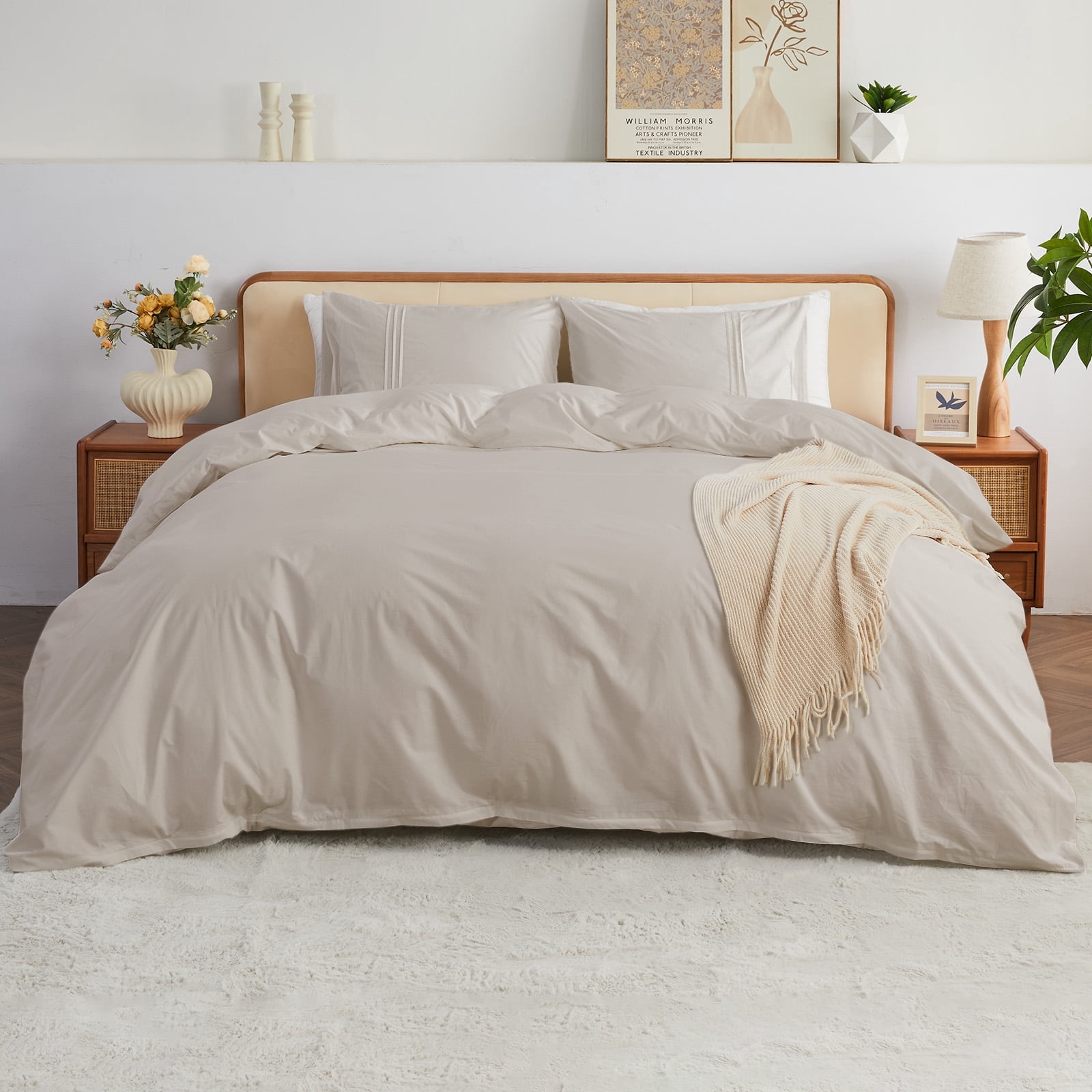 Kingrest Luxury Queen Duvet Cover Set Floral Printed, Soft & Breathable ...