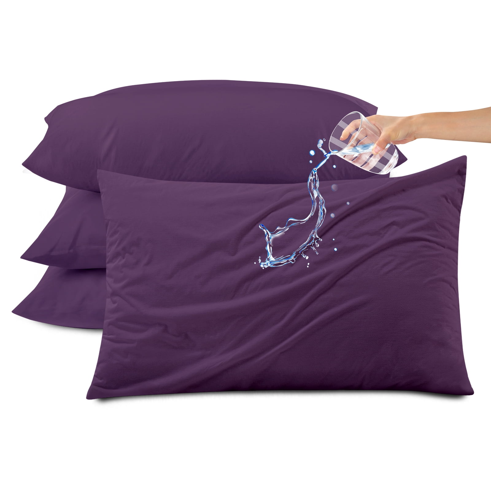 Kingrest Waterproof Pillow Protectors with Zipper, Cooling Bamboo Queen ...