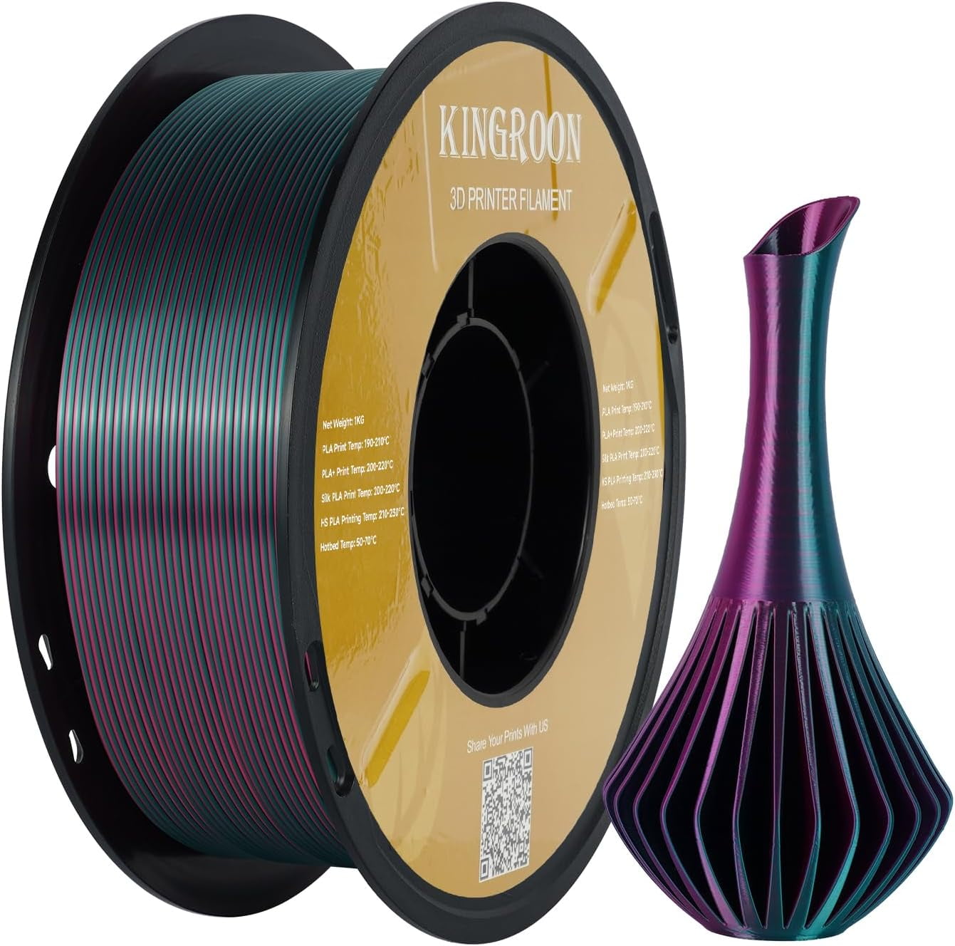 Kingroon Dual Color 1.75 mm Silk PLA Filament Green Red, Fit Most FDM ...
