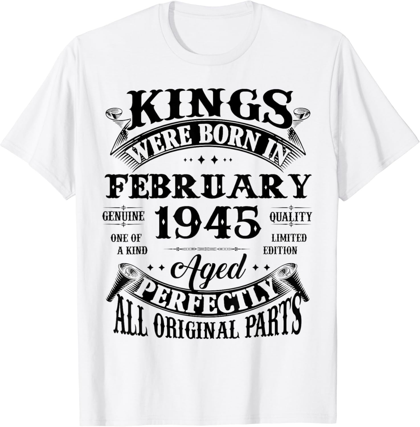 Kings Born In February 1945 80th Birthday Tee 80 Years Old T-Shirt ...
