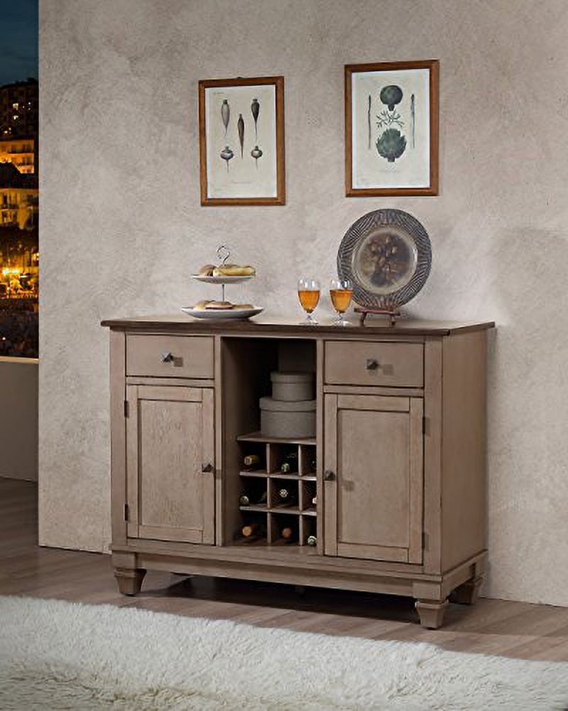 Kings Brand Almon 2-Tone Brown Wood Wine Rack Sideboard Buffet Server ...
