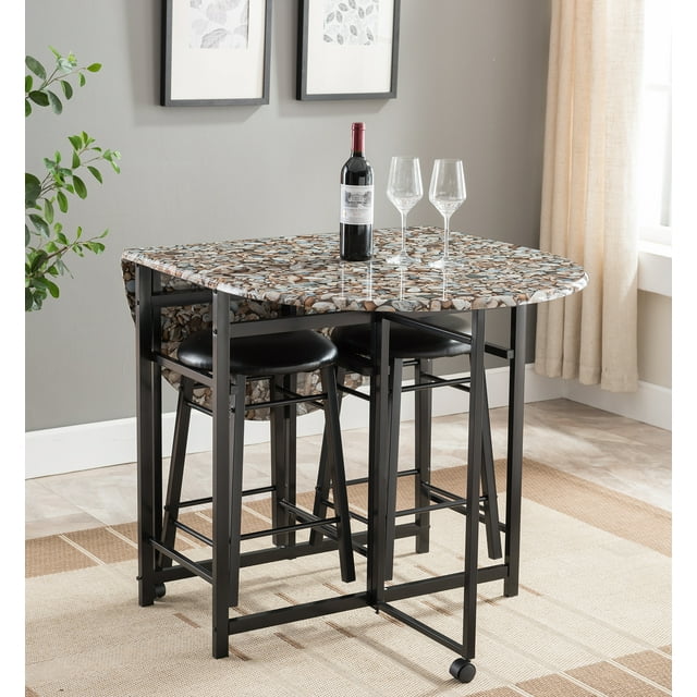 Kings Brand Furniture Compact 3-Piece Pub Dinette Set for Kitchen ...