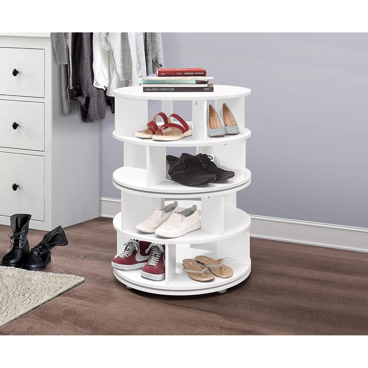 Kings Brand Furniture – 4-Tier Rotating Lazy Susan Shoe Rack, 360 ...