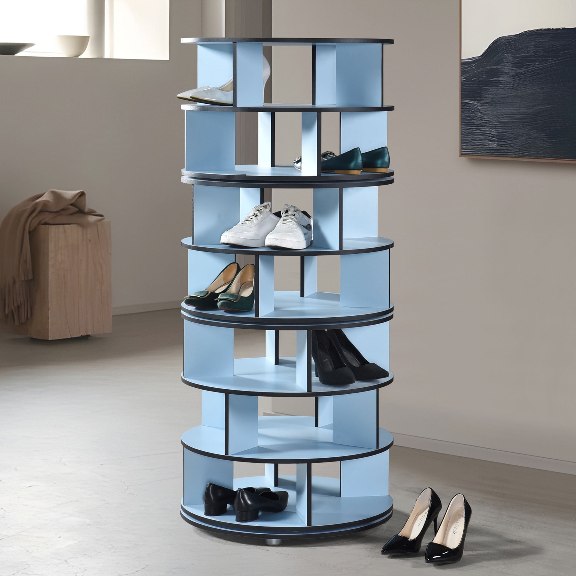 Kings Brand Furniture - 7-Tier Rotating Shoe Rack, 360° Revolving Lazy ...
