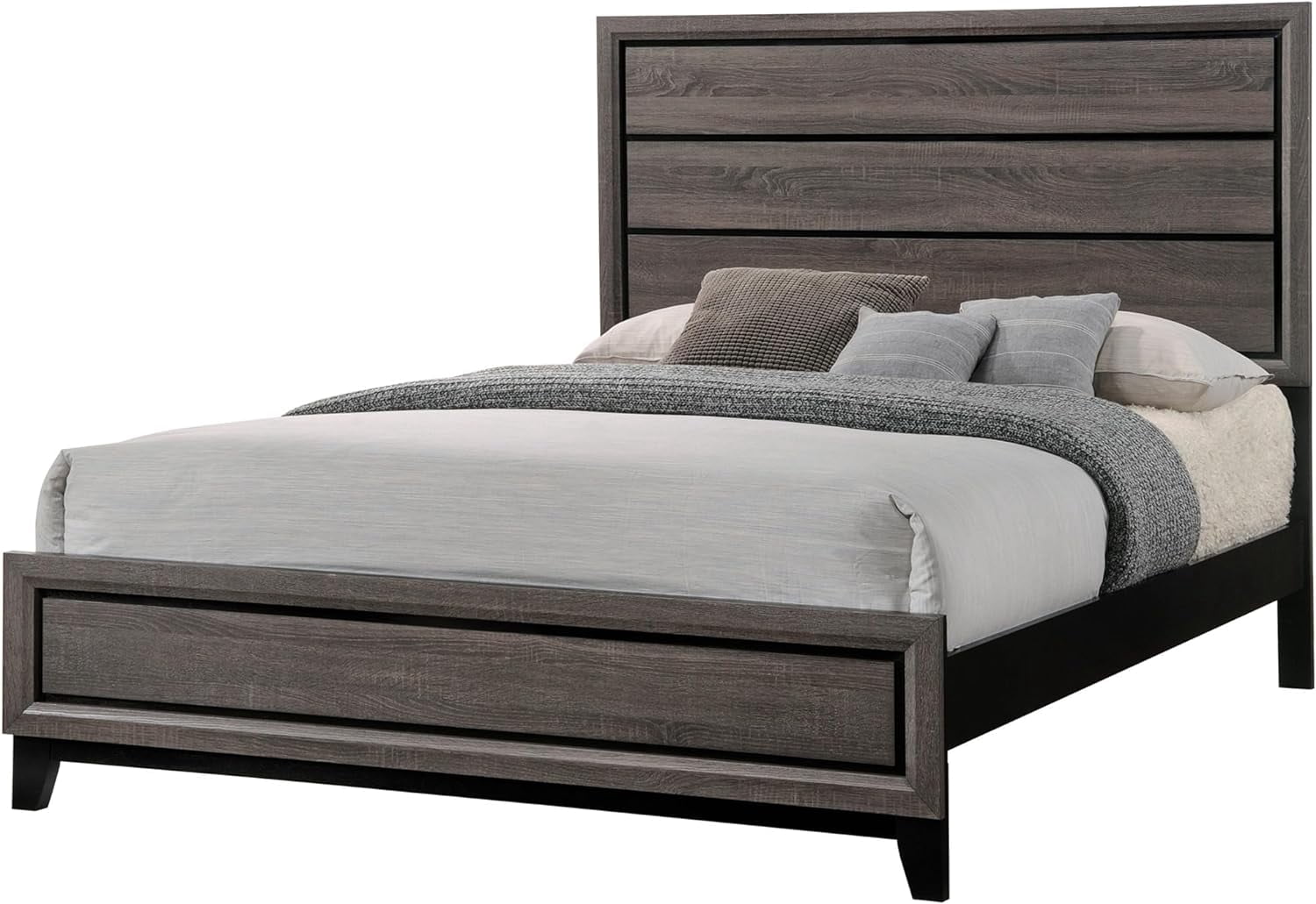 Kings Brand Furniture Ambroise Gray Wooden Bed (King Size) - Walmart.com