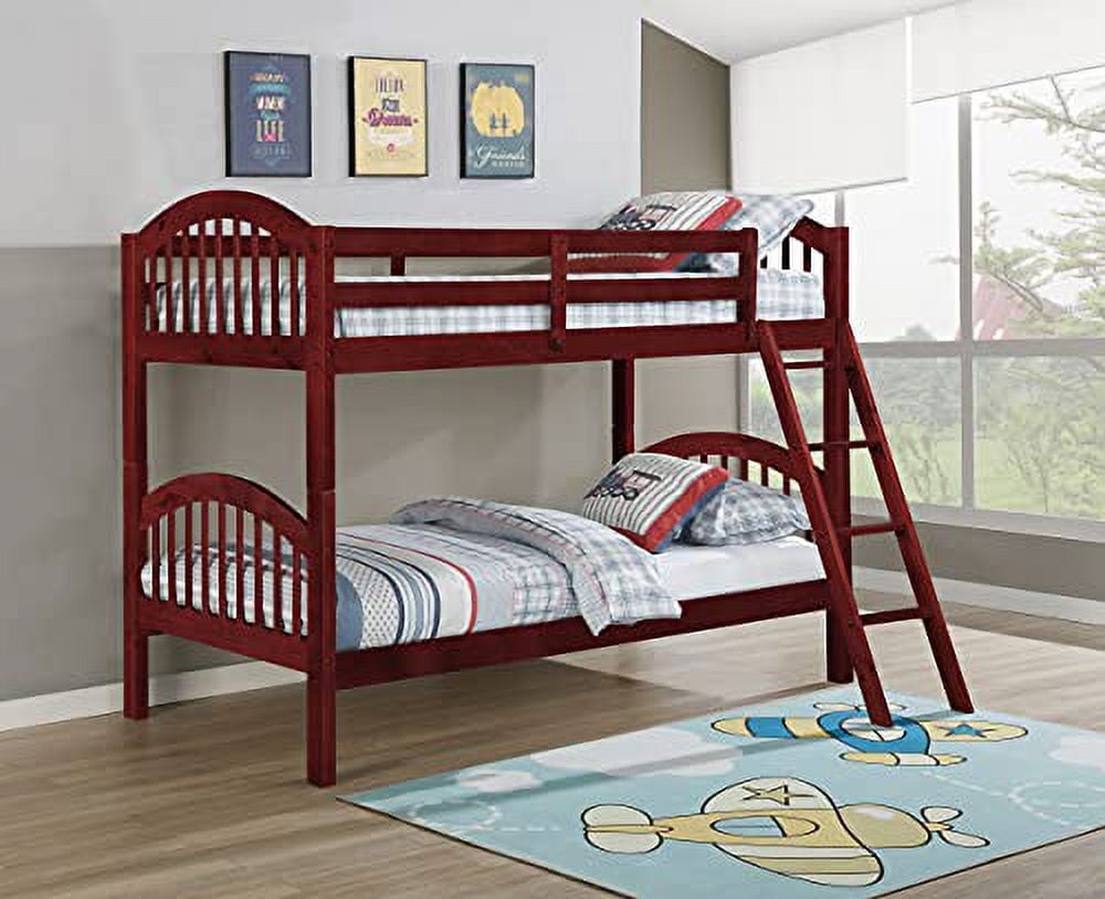 Kings Brand Furniture Arden Twin Bunk Bed – Cherry Arched Convertible ...